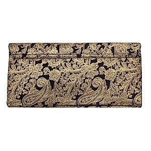 JNB Paisley Pattern Print Clutch, Gold