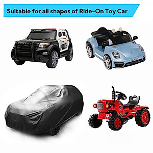Large Kids Ride-On Toy Car Cover, Outdoor Wrapper Resistant Protection for Electric Battery Powered Children Wheels Toy Vehicles-Universal Fit, Water Resistant, UV Rain Snow Protection (black)