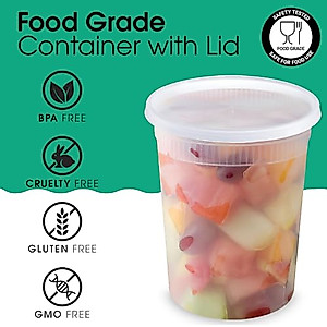 BaydenB 32 oz Deli Containers with Lids | Food-Grade Plastic, Microwave and Freezer Safe, Stackable, Leak-Proof, and Versatile for Meal Prep, Leftovers, and Takeout Storage (15)
