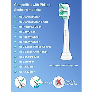 Toothbrush Replacement Heads for Philips Sonicare ProtectiveClean DailyClean Electric Toothbrush Head 1 2 Series Plaque Control Gum 4100 5100 C1 C2 G2 HX9023 Snap-on, 10 Pack