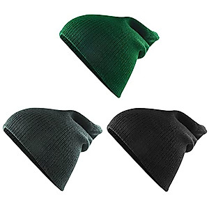 Zando Unisex Baby Beanie Warm Baby Boy Beanie for Toddler Boys Knit Kids Beanie Hat Beanies for Kids Beanie Toddler Winter Hat Girls Infant Beanies Slouchy Baby Hats Black&Dark Green&Dark Grey Hat