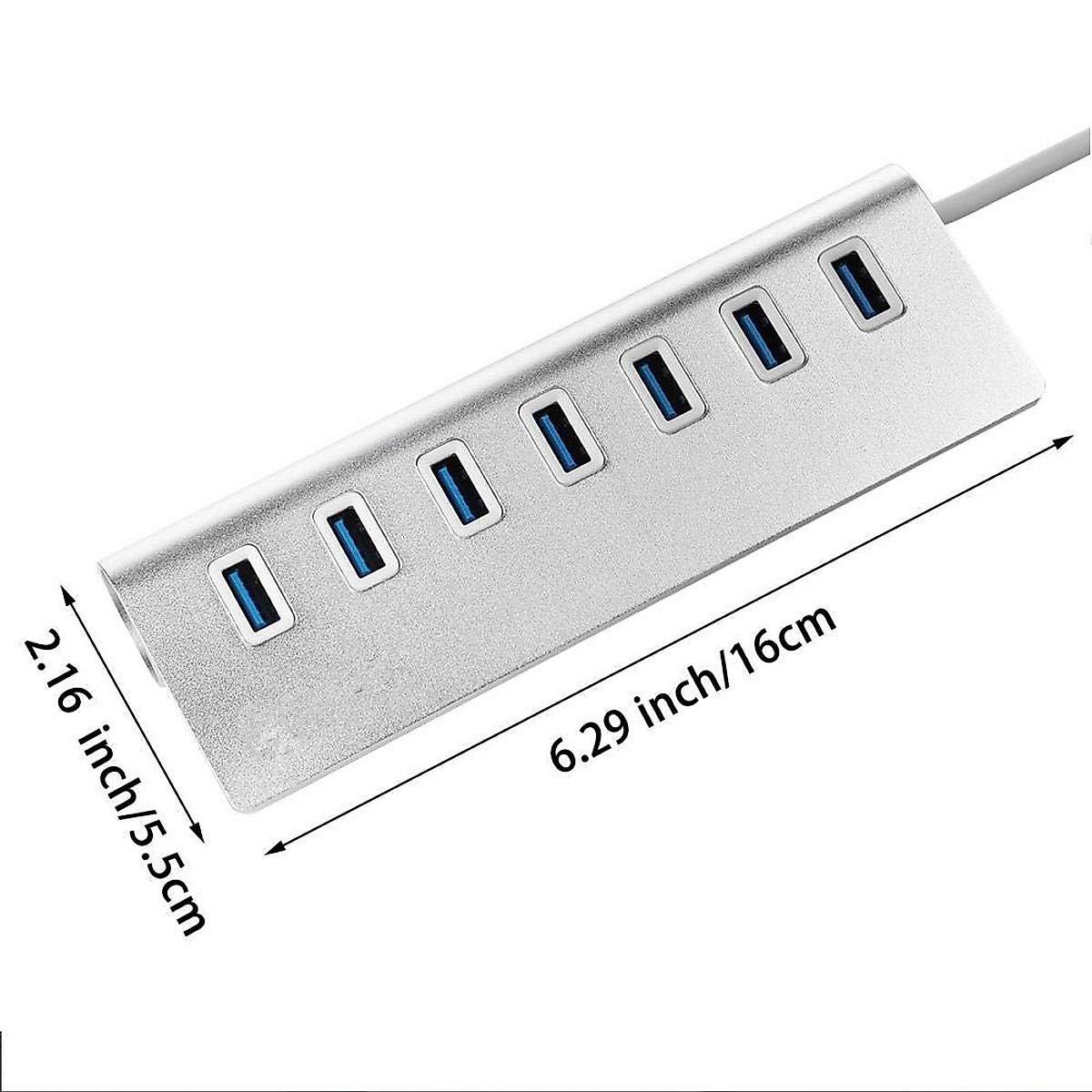 USB Hub, USB3.0 Splitter Docking Station with 7 Port for PC, Laptop, Keyboard, Mouse, Hard Disk Drive, Plug and Play