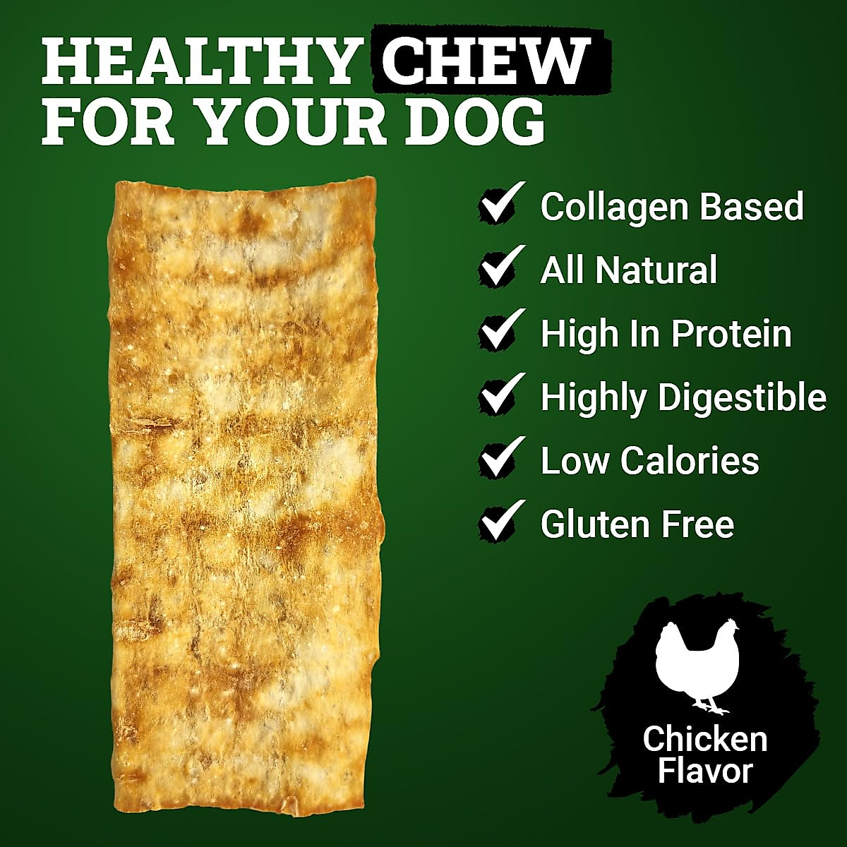 CHEWSAFE Dog Chew Flip Chips Chicken Flavor for Dogs, Pet Chew Treats Satisfy Dogs Natural Desire to Chew, Highly Digestible Snacks Promote Healthy Teeth and Gums, Alternative to Rawhide, 8ct,4” Chips