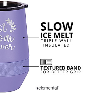 10oz Wine Tumbler for Mom - Insulated Travel Mug with Triple Wall Vacuum & Slider Lid - Tumbler for Birthdays, Mother's Day, and Christmas - Lavender