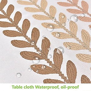 Zobesta Vinyl Tablecloths for Rectangle Tables, Plastic Tablecloth Table Cover Waterproof, Vinyl Table Cloth Rectangle Table for Kitchen and Outdoor (55 x 102 Inch, 8-10 Seats, Beige Leaf)