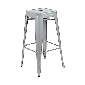 Flash Furniture Lily 30" High Metal Indoor Bar Stool in Silver - Stackable Set of 4