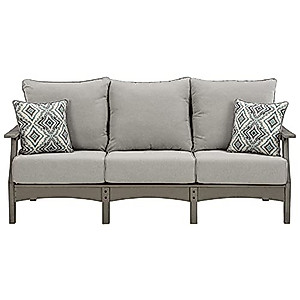 Signature Design by Ashley Visola Outdoor HDPE Patio Sofa with Cushion, Gray