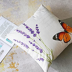 ONWAY Spring Summer Throw Pillow Covers 20x20 Inch Set of 4 Bee Butterfly Decorative Farmhouse Throw Cushion Cover Outdoor Pillows for Couch Sofa Patio Furniture Porch
