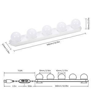 Tomshine LED Vanity Lights for Mirror 5 Bulbs 3 Color Modes Brightness Dimmable 4W USB Power Makeup Cosmetic Table Dressing Light for Bathroom Dressing Room Christmas Gift