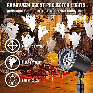 EAMBRITE Halloween Projector Lights, Rotating Ghost Projector Outdoor, Dynamic Ghost Projector Waterproof Halloween Decorations for Yard Party Garden Wall Indoor Outdoor