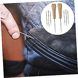 SEWACC 2 Sets Cobbler Tool Leather Tools Punch Down Tool Hand Sewing Kit Stitching Awls Canvas Tool Bag Hotfix Tool Crochet Prickers DIY Leather Craft Supplies Shoe Repair Tools Suture