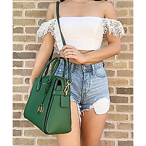 Michael Kors Mercer Belted Medium Top Zip Satchel (Jewel Green)