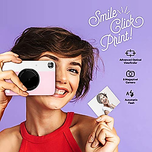 KODAK Printomatic Digital Instant Print Camera - Full Color Prints On ZINK 2x3" Sticky-Backed Photo Paper (Pink) Print Memories Instantly