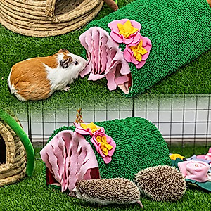 FAITUCOS Guinea Pig Hideout - Soft Fleece Tunnel House for Rat Hamster Hedgehog Chinchilla Squirrel Samll Animals - Cute Cactus Shapes Bedding Cage Accessories for Sleeping Rest Playing