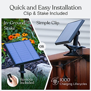 Brightech Ambience Pro – Solar Power Remote Control Outdoor String Lights with Edison Bulbs – Shatterproof, Commercial Grade LED Waterproof Patio Lights, Christmas – 1W 15 Bulbs, 3,000K, 48 ft