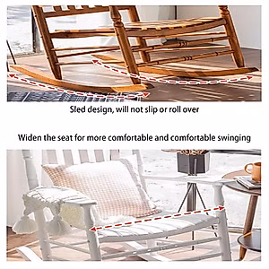 Outdoor Solid Wood Living Room Rocking Chairs, American Country Style Patio Chairs for Adults, Casual Summer Nordic Balcony Outside Furniture, Load-Bearing 175kg/385lbs