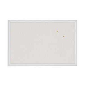 U Brands Farmhouse Linen Bulletin Board, 30 x 20 Inches, White Wood Frame (2074U00-01)