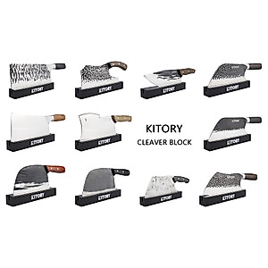 Kitory Meat Cleaver Knife, Vegetable Kitchen Knife + Black Knife Block Knife Storage for Protecting Knife Blade