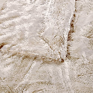 Home Soft Things Double Sided Faux Fur Bed Couch Throw Blanket, Oatmeal, 70'' x 80'', Soft Luxurious Warm Heavy Cuddly Throw Blanket for Couch Sofa Chair Home Décor