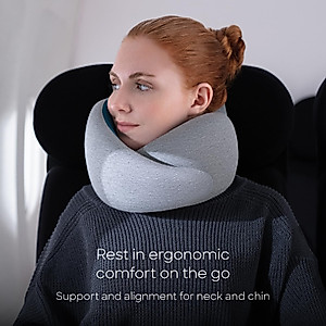 Ostrichpillow Go Neck Pillow - Premium Memory Foam Travel Pillow, 360º Ergonomic Design, Asymmetrical Sides, Travel Bag Included, Washable Modal Cover