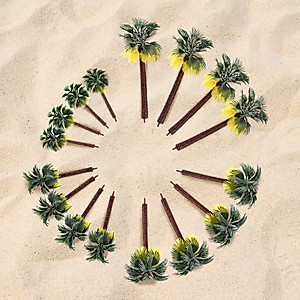 HUIANER Palm Tree Model Trees, Miniature Palm Trees Mixed 4 Size Fake Plastic Trees with No Stands for DIY Scenery Landscape Cake Decoration（16Pcs 2.76" - 5.9"）