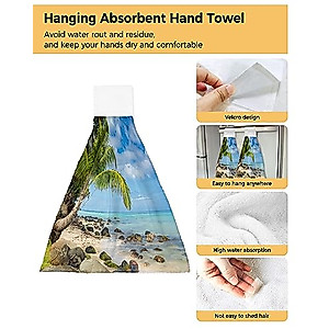 MUENINELE Hand Towel,Palm Tree Beach Sea Cloud Blue Sky Island Reef Stone Absorbent Hanging Towel Fast Drying Towels for Kitchen Bathroom Toilet Home 18"x14" 2Pcs