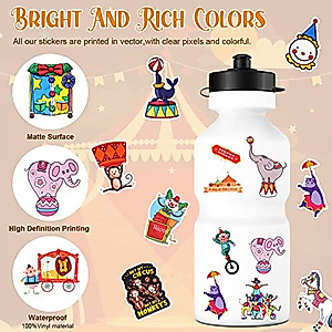 100 Pcs Circus Party Favors Stickers Vinyl Waterproof Funny Circus Decals for Water Bottles Laptop Scrapbooking Travel Cups, Circus Sticker Packs Gifts for Adults Teens Kids (Circus Style)