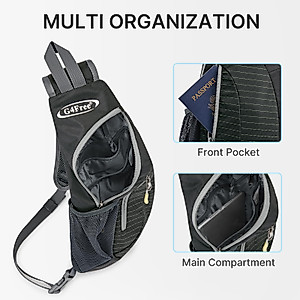 G4Free Sling Bags Men Shoulder Backpack Small Cross Body Chest Sling Backpack (Black)