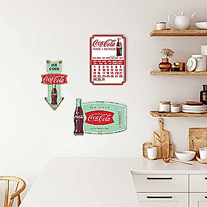 Open Road Brands Coca-Cola Ice Cold Arrow Embossed Metal Sign - Vintage Diner Coca-Cola Sign for Kitchen or Man Cave