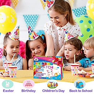 ZMLM Scratch Art Party-Favor Notebook: 16 Pack Rainbow Mini Scratch Note Bulk Art Craft Drawing Supplies Kit for Age 3-12 Year Old Kid Boy Girl DIY Toy Gift for Birthday Children's Day Activity