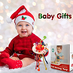 Montessori Toys for 18M+, UFO Food Grade Silicone Pull String Activity Toy, Baby Sensory Toys for Toddlers, Travel Toys for Babies, Baby Toys Developing Fine Motor Skills Toys Gift for 1+ Year Old