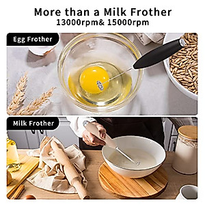 Karangrad Handheld Milk Frother With Stand,Uses Batteries, Mini Electric Frother For Coffee,Latte,Cappuccino,Hot Chocolate,Matcha,Durable Drink Mixer With Stainless Steel Whisk (Black)