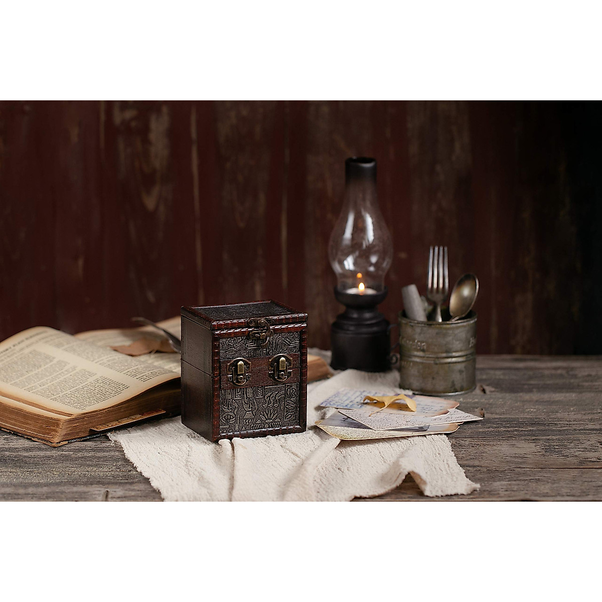 KakapopoTCG Elven Vault (Ancient Egypt) Wood Deck and Counter Box Protector Sleeve Storage Trading Cards TCG MTG Magic FaB YGO EDH Commander Box FaB TCG PTCG Dice Box DnD Spell Box