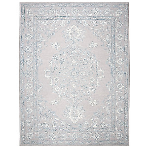 SAFAVIEH Micro-Loop Collection 10' x 14' Light GreyIvory MLP504F Handmade Shabby Chic Premium Wool Living Room Dining Bedroom Area Rug