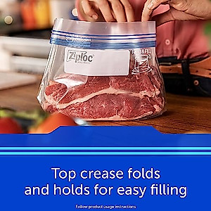 Ziploc Gallon Food Storage Freezer Bags, Stay Open Design with Stand-Up Bottom, Easy to Fill, 60 Count