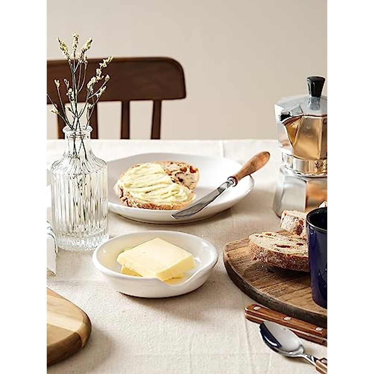 LE TAUCI Ceramic Spoon Rest with Holder, 4.8 Inches Spoon Holder for Stove Top, Coffee Spoon Rest, Housewarming Gifts for New House, House Warming Gifts, Set of 4, White