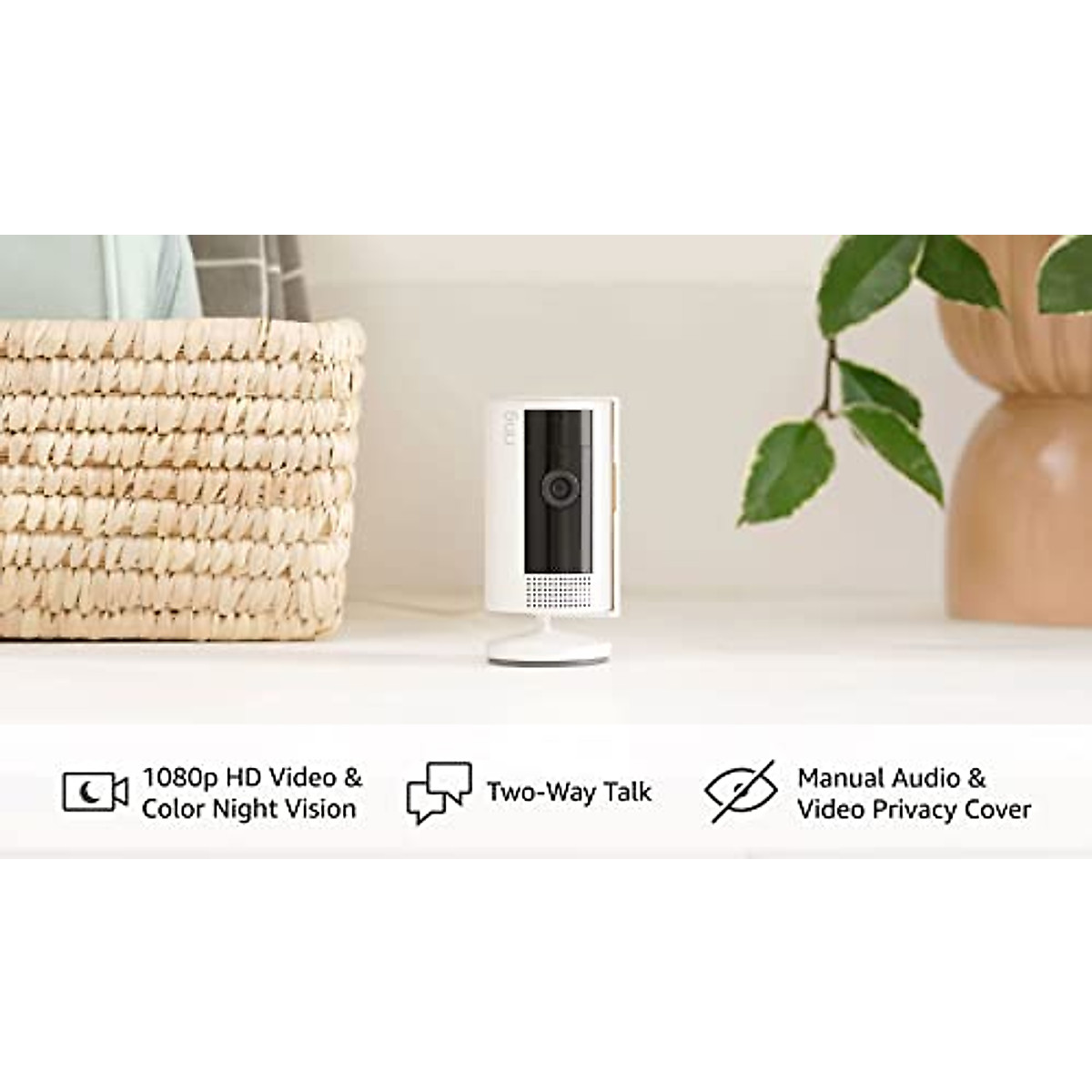 All-new Ring Indoor Cam (2nd Gen) | 1080p HD Video & Color Night Vision, Two-Way Talk, and Manual Audio & Video Privacy Cover (2023 release) | White