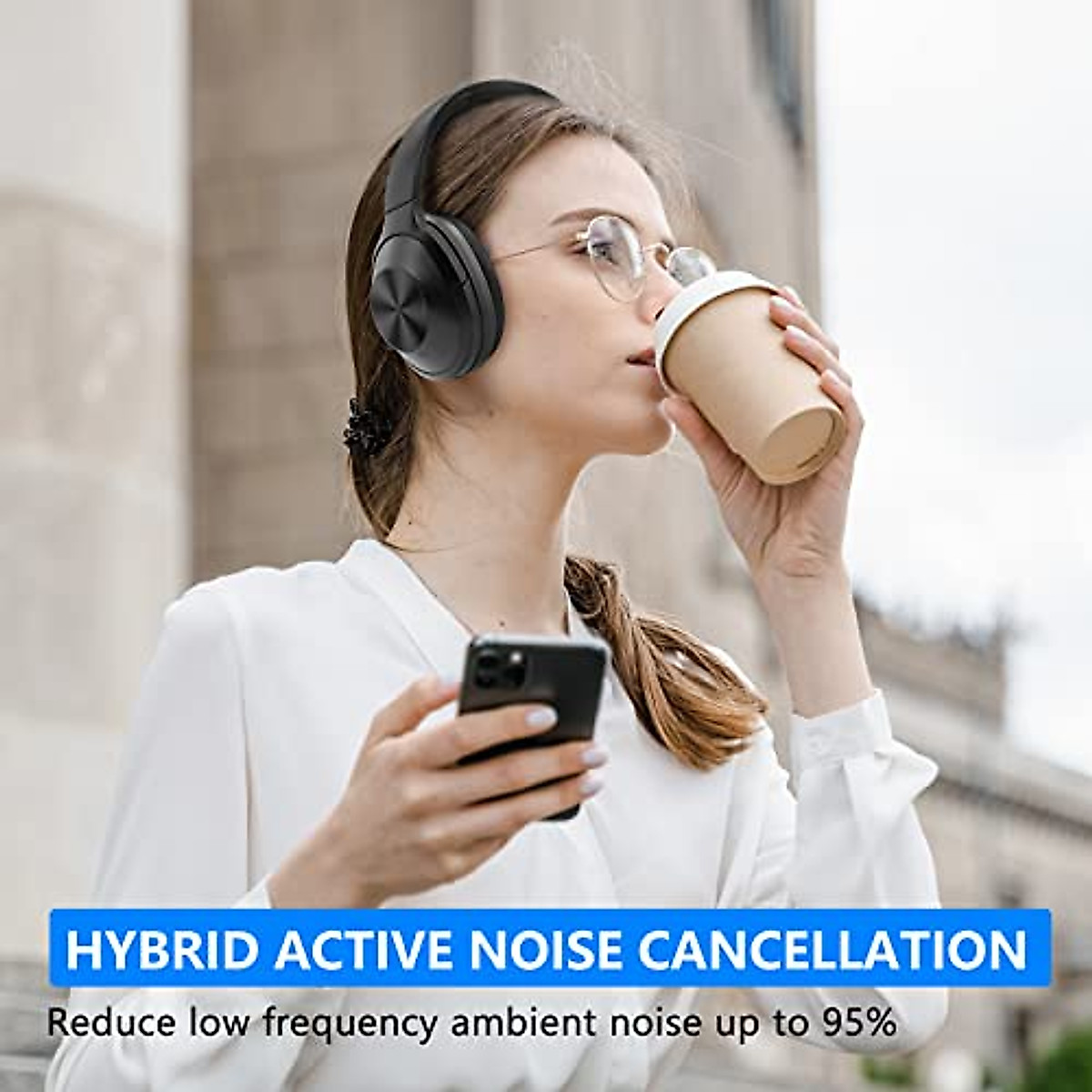 Srhythm NC85 Dynamic Hybrid Noise Canceling Headphones Bluetooth Wireless Over The Ear with HD Sound,Quick Charge,Ultra-Long Playtime,Multi-Modes Switchover