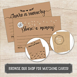 50 Share A Memory Cards - Perfect for Celebration of Life, Memorial, Funeral, Retirement, Going Away Party, Birthday, Graduation, Anniversary, Wedding, Bridal Shower - 2 Rustic Designs, 25 Cards Each