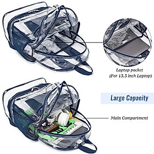 mygreen Clear Backpack with Bottom Compartment for Lunch Box or Shoes, 2-in-1 Design for School, Sports, Work, Stadium, Security, Travel, College Grey