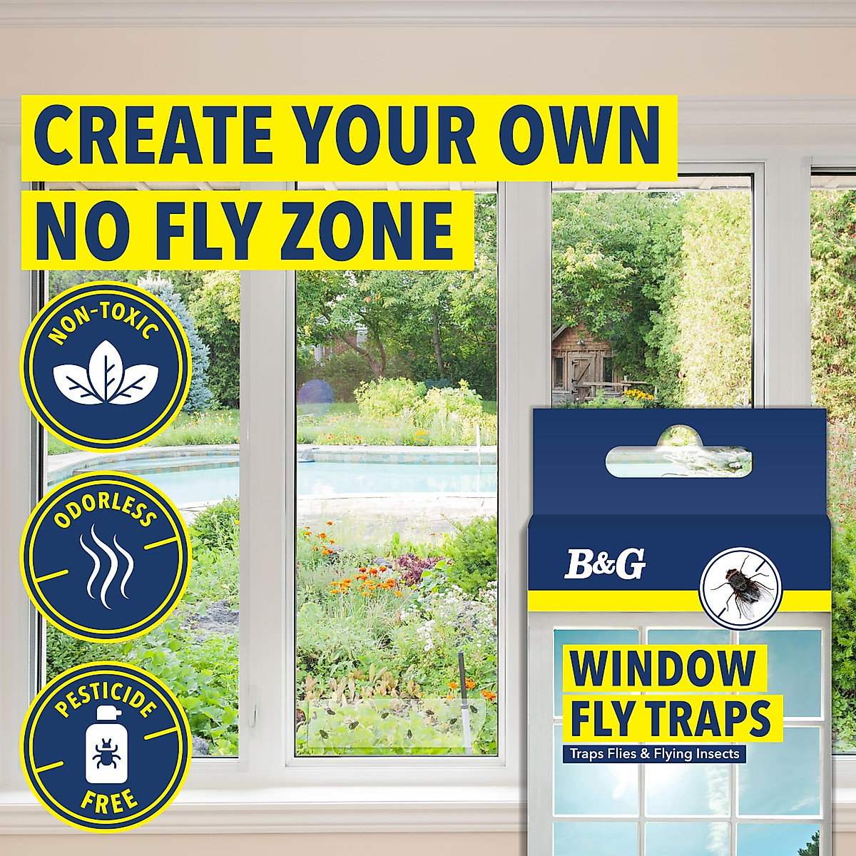 B&G Clear Window Fly Traps (30-Pack), Clear Fruit Fly Sticky Traps, Gnat Flypaper, Non-Toxic Glue, Odorless House Fly Strips, Durable Sticky Fly Traps for Indoors, Fly Paper Indoor for Home