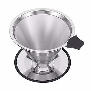 INSINTAR Pour Over Coffee Dripper Reusable Stainless Steel Pour Over Coffee Maker Paperless Coffee Filter Single Cup Coffee Maker 1-4 Cup