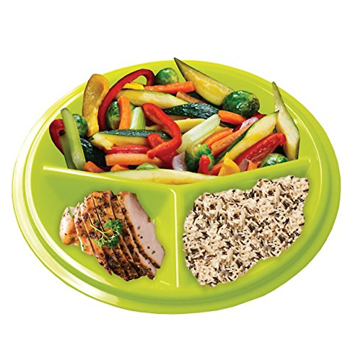 Rehabilitation Advantage 3 Compartment Portion Plate with Lid (Set of 2)