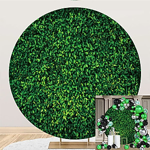 Greenery Green Leaves Round Backdrop Cover Spring Nature Outdoorsy Circle Background (No Stand) for Wedding Birthday Bridal Shower Photography 6.56ft (200cm) Seamless Edge Elastic Photo Studio Props