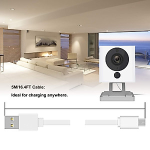 FASTSNAIL Wall Mount and 16.4FT Flat Power Extension Cable Ktis Compatible with Wyze Cam Pan, Wyze Cam Outdoor, Mounting Kit Including Charging Cord for Wyze Cam Pan, Wyze Cam Outdoor