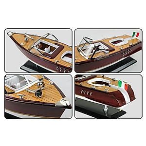 SAILINGSTORY Wooden Model Boat Riva Aquarama Speedboat 1/20 Scale Replica Runabout Boat Model Decoration