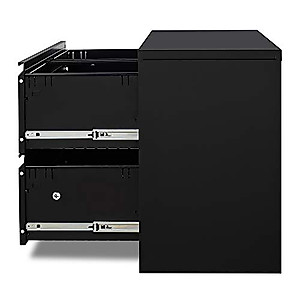 Bonnlo Classic Black 2 Drawer File Cabinets for Home Office, Metal Lockable File Cabinet for Letter/Legal Size File Folders, Wide Lateral File Cabinet and Printer Stand, Simple Assembly Required