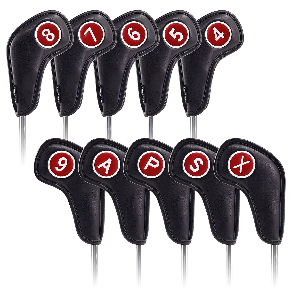 Craftsman Golf Magnetic Iron Headcovers Protective Cover with Large No. (A: Black with No. on both sides)