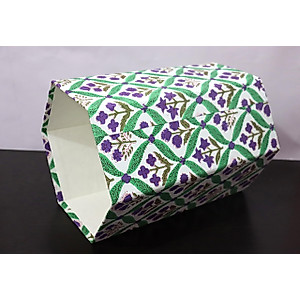 Generic Trash can Dustbin Waste Basket for Kitchen, Room Handmade Paper Block Print Flower Design Plastic Free Bin Decorative 3.3 Gallon (1, Purple Flower)