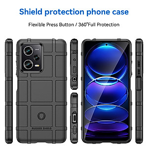 Ephoou Slim Phone Case for Xiaomi Redmi Note 12 Pro 5G, Rugged Shield with Military Grade Shockproof Protection Case Compatible with Redmi Note 12 Pro 5G /Note 12 Pro Speed/Poco X5 Pro HD-Black
